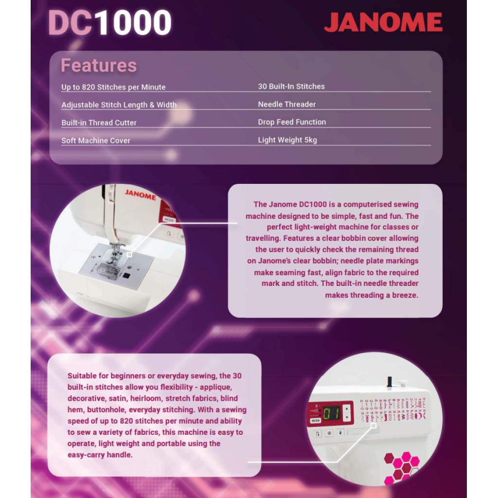 Janome Juno DC1000 computer sewing machine | The Sewing Machine Company